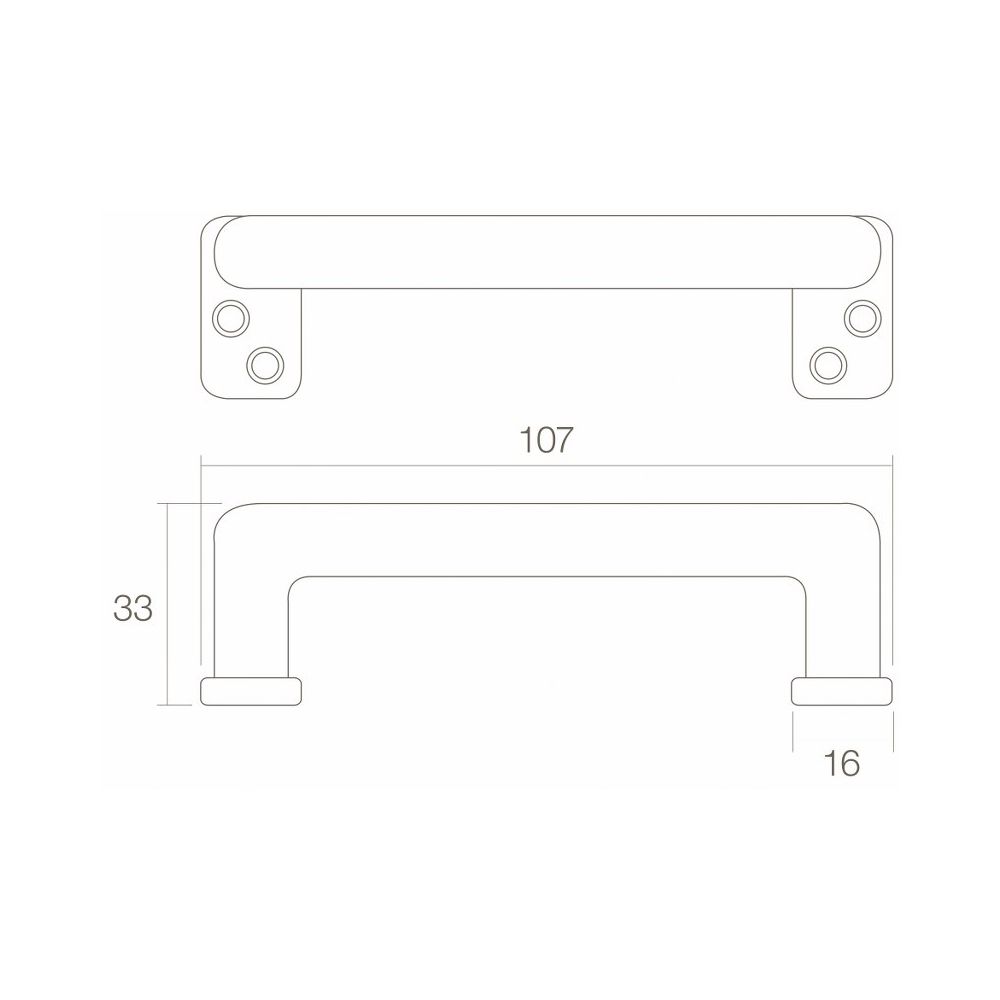 Handgreep recht 108mm messing getrommeld - Deurbeslagdirect.nl