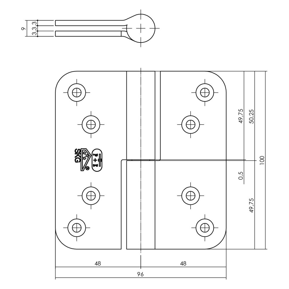 P+E Kogelstift paumelle SKG3 hout/hout 100mm DIN links rvs geborsteld ...