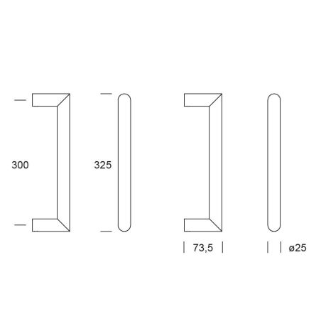Handgreep Nairobi recht 325x25mm - mat zwart - Deurbeslagdirect.nl