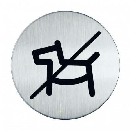 Pictogram zelfklevend rond honden verboden RVS - Deurbeslagdirect.nl