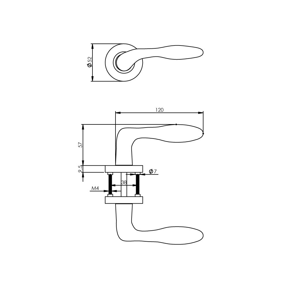 Deurkruk George op rozet geveerd met 7mm nokken nikkel mat ...