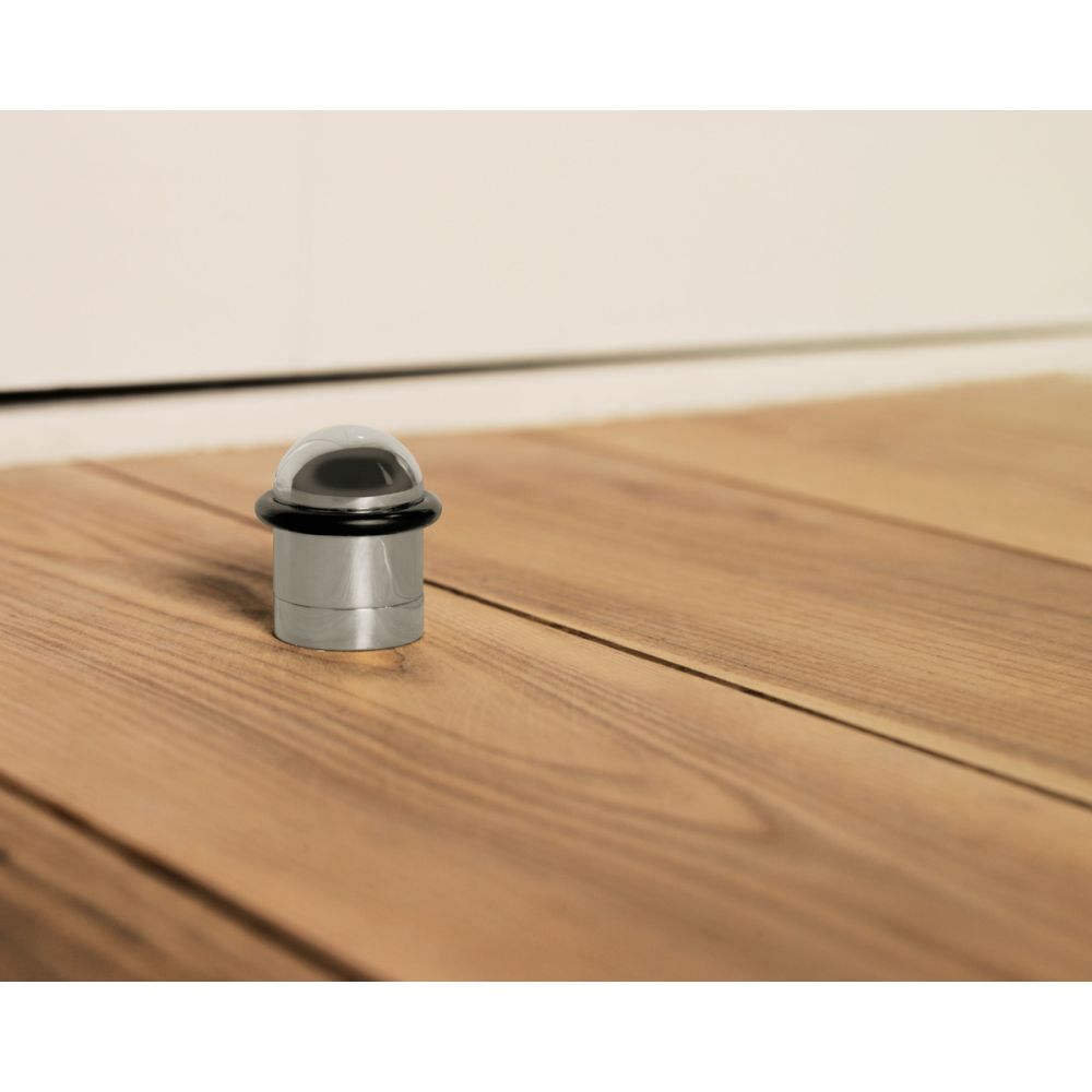 Deurstop met ring chroom - Deurbeslagdirect.nl